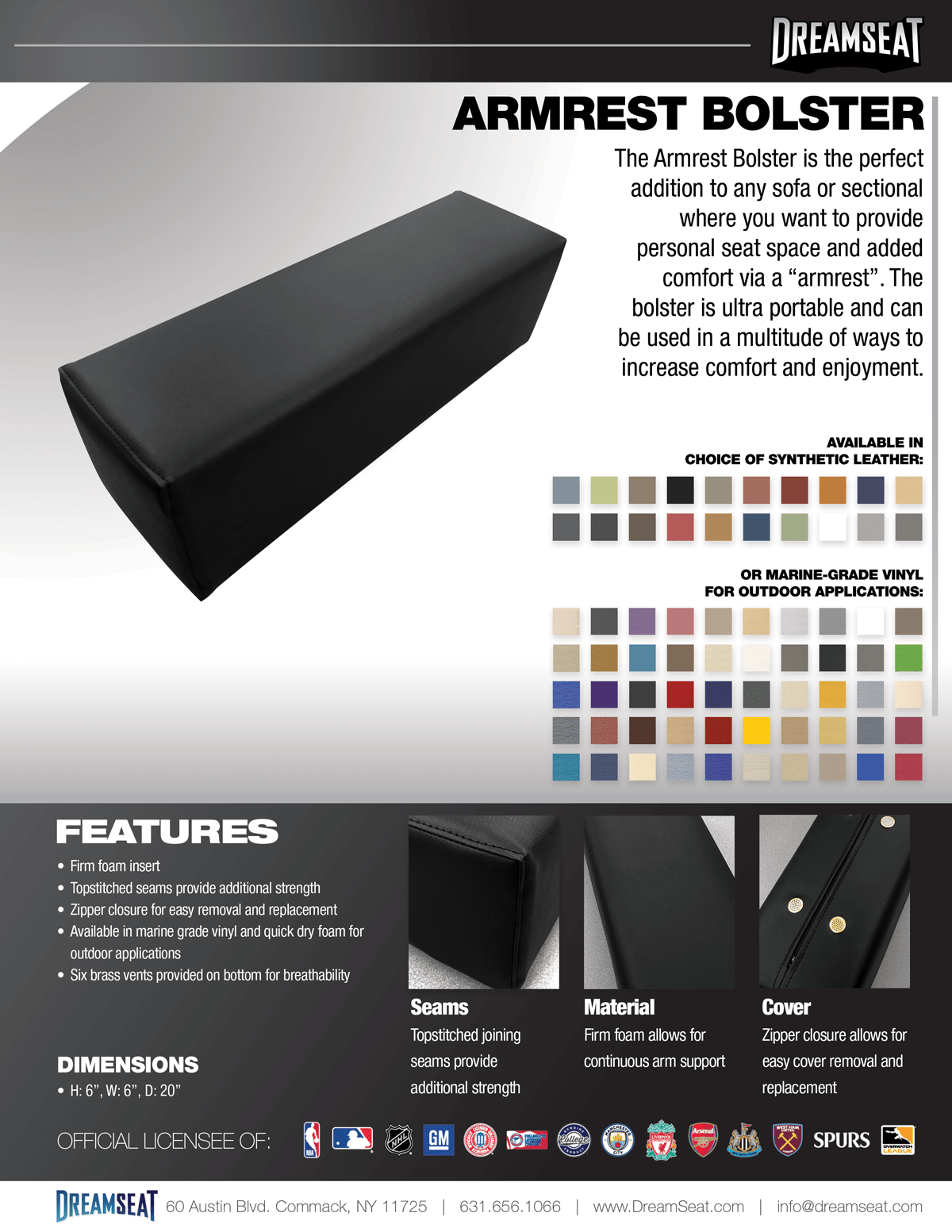 Armrest Bolster | Custom Logo Furniture | DreamSeat